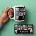 16 Photo Collage Grid - 2 Text boxes - black white Coffee Mug | Zazzle