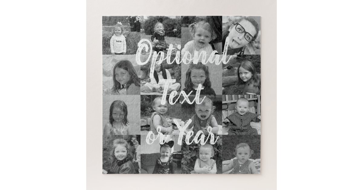 16 Photo Collage Script Text Jigsaw Puzzle | Zazzle