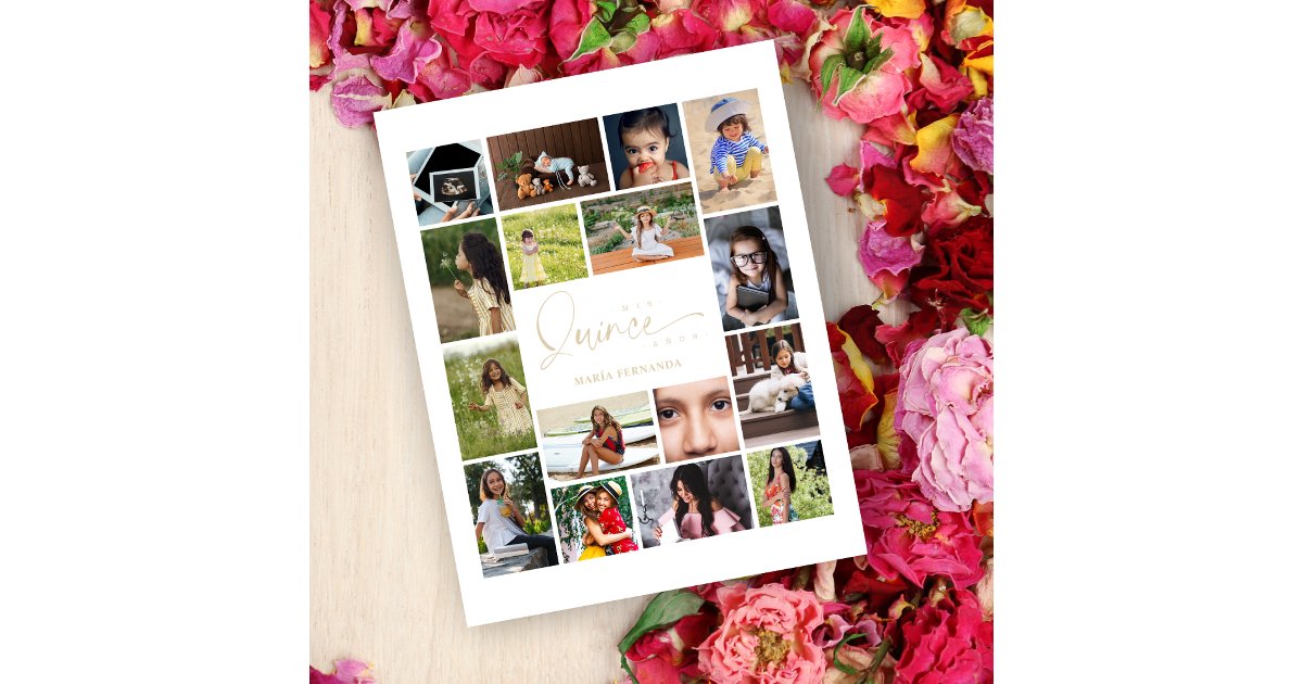 16 Photos Collage Timeline Life Quinceañera | Zazzle