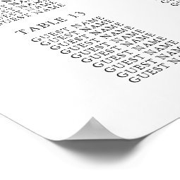 16 Table Large Wedding Guest Seating Chart | Zazzle