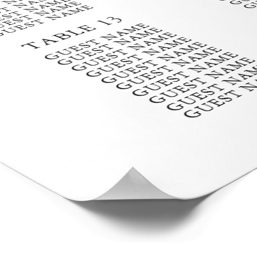 16 Table Large Wedding Guest Seating Chart | Zazzle