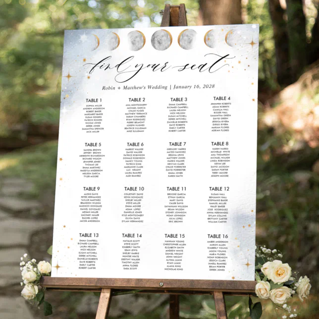 16 Table or Less, Celestial Seating Chart Sign | Zazzle