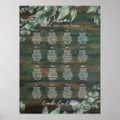 16 Table Rustic Wood Greenery Eucalyptus SEATING Poster | Zazzle