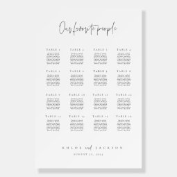 16 Table Seating Chart Sign Minimalist Wedding | Zazzle
