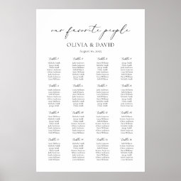 16 Tables Simple Our Favorite People Seating Chart | Zazzle
