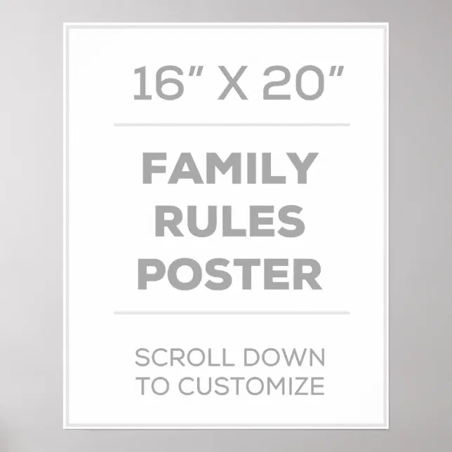 16" x 20" Family Rules Poster | Zazzle