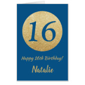 16th Birthday Blue and Gold Extra Large Jumbo Card | Zazzle