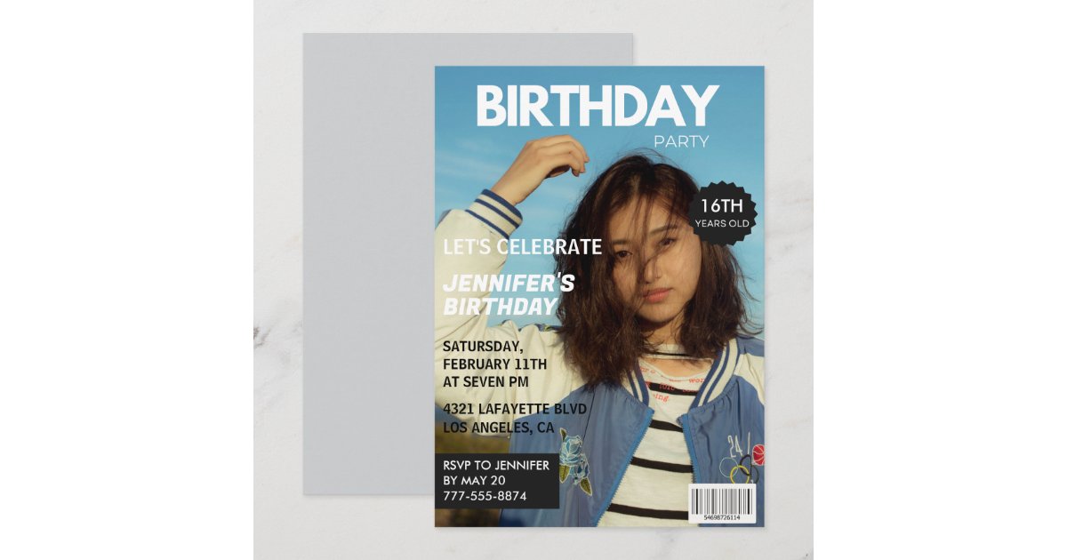 16th birthday invitations for her Magazine Cover | Zazzle
