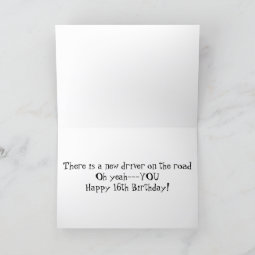 16th BIRTHDAY=NEW DRIVER ON THE ROAD, YOU! Card | Zazzle