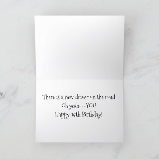 16th BIRTHDAY****=NEW DRIVER ON THE ROAD, YOU! Card | Zazzle