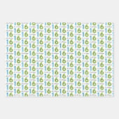 16th Birthday Numbers Green Blue Wrapping Paper Sheets | Zazzle