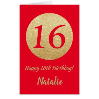 16th Birthday Red and Gold Extra Large Jumbo Card | Zazzle