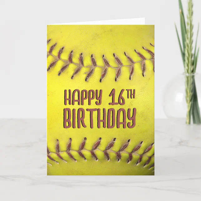 16th Birthday Softball Card | Zazzle