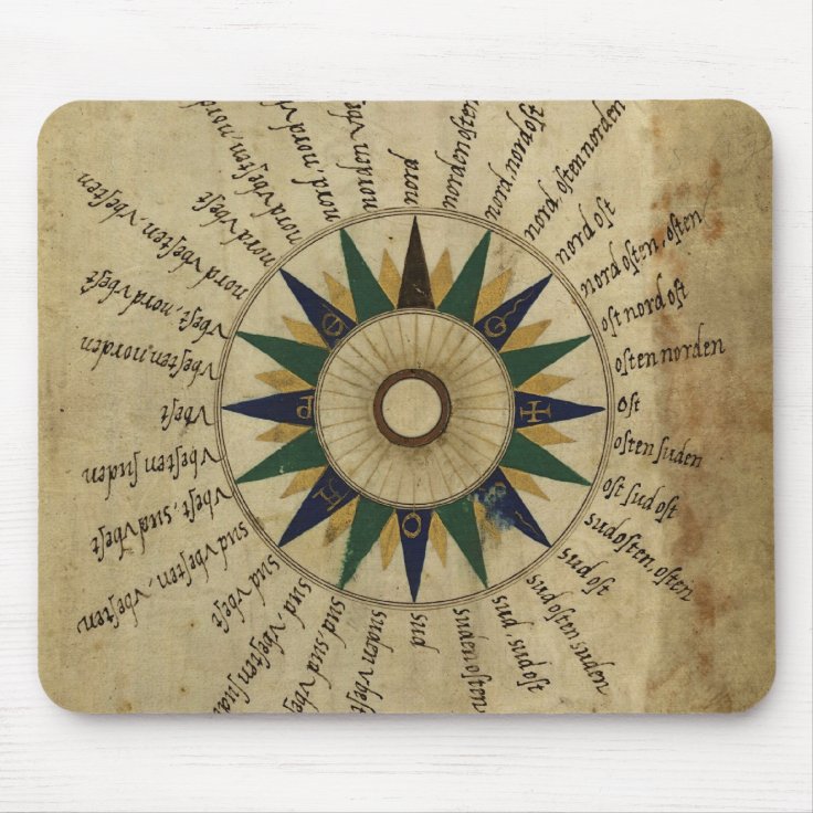16th Century Compass Rose Mouse Pad | Zazzle