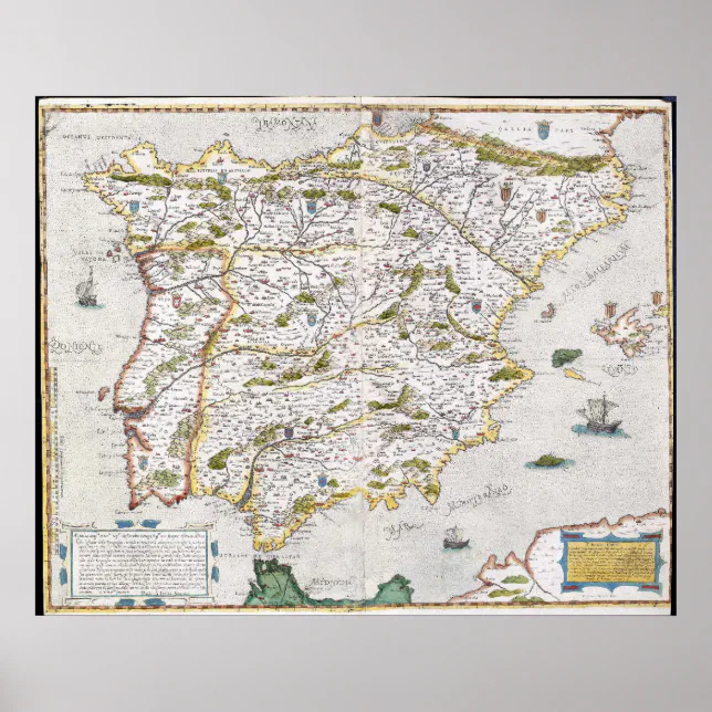 16th Century Map of Iberia Poster | Zazzle