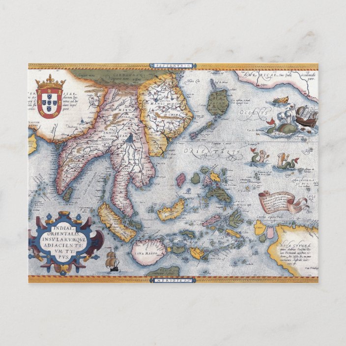 16th Century Map of South East Asia and Indonesia Postcard | Zazzle.com
