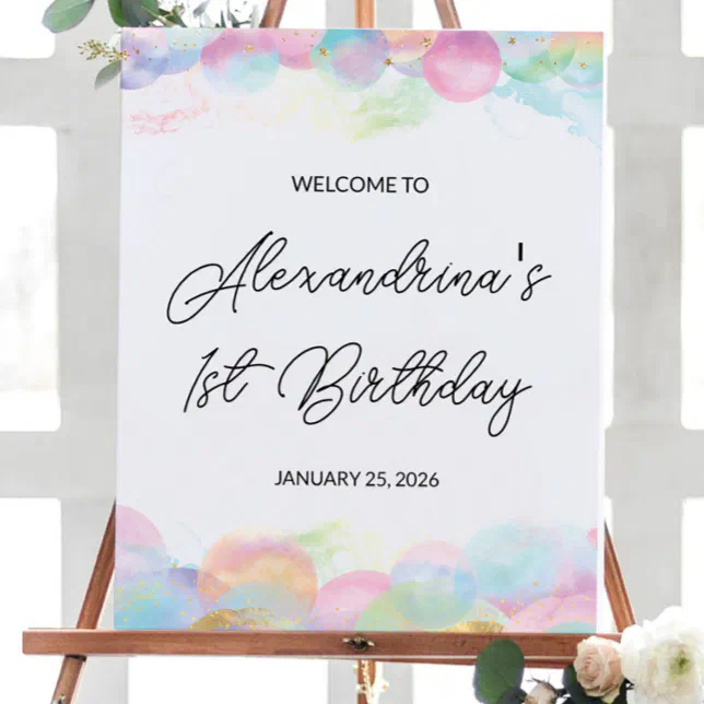 16x20" Colorful Rainbow Bubble Welcome Birthday Poster | Zazzle