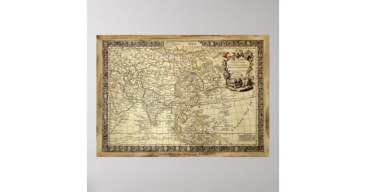 1700 AD OLD WORLD MAP Art Poster | Zazzle