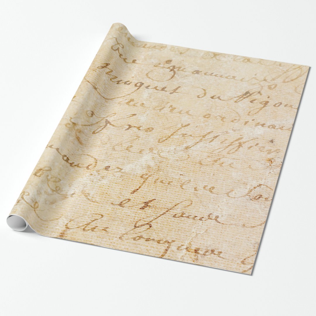 1700s Vintage French Antique Script Background Wrapping Paper | Zazzle