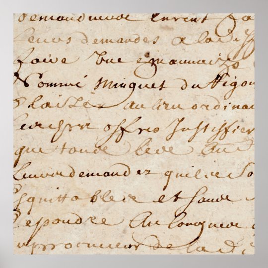 1700s Vintage French Script Grunge Parchment Paper Poster | Zazzle.com