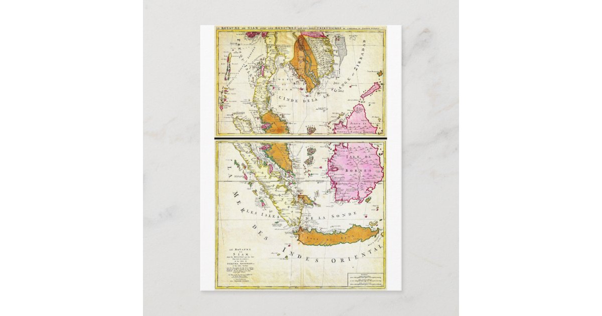 1710 Ottens Map of Southeast Asia Singapore Thai Postcard | Zazzle