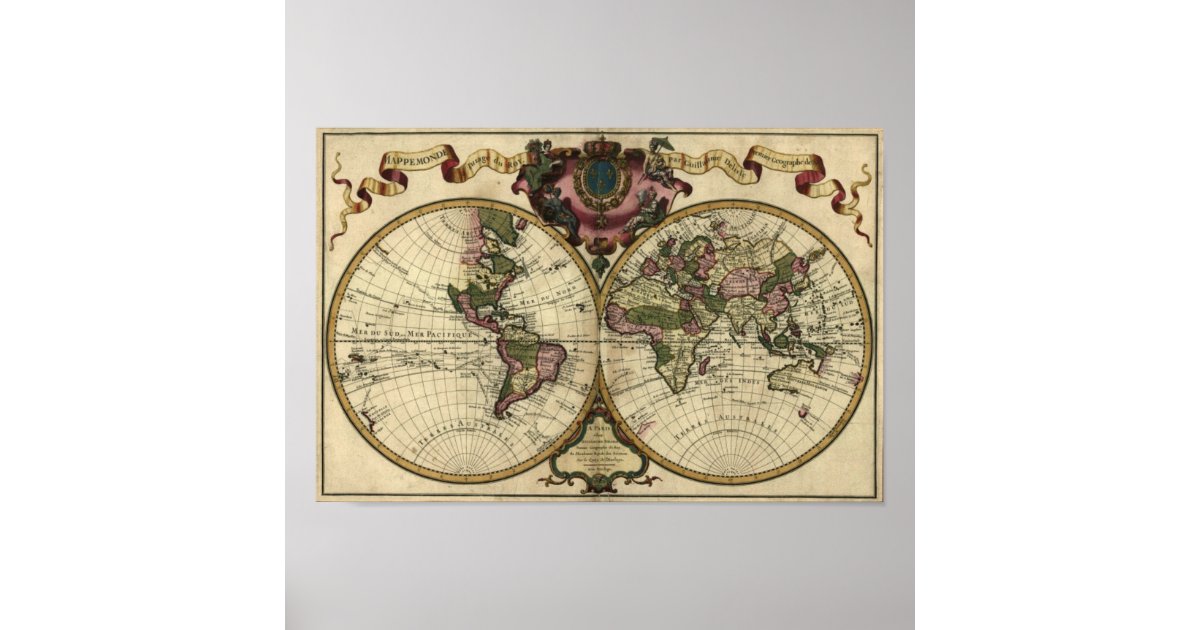 "1720 Guillaume deLisle" Olde Worlde Map Poster | Zazzle