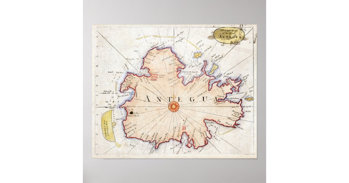 1721 Antigua Map Poster | Zazzle