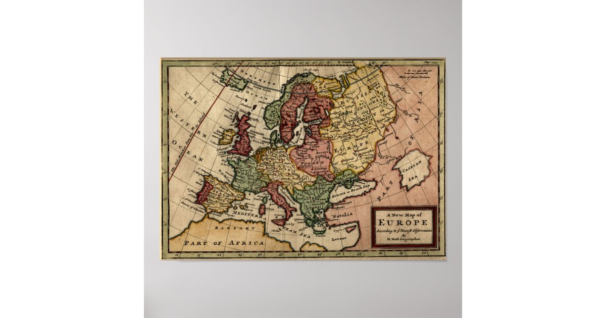 1721 Map of Europe Poster | Zazzle
