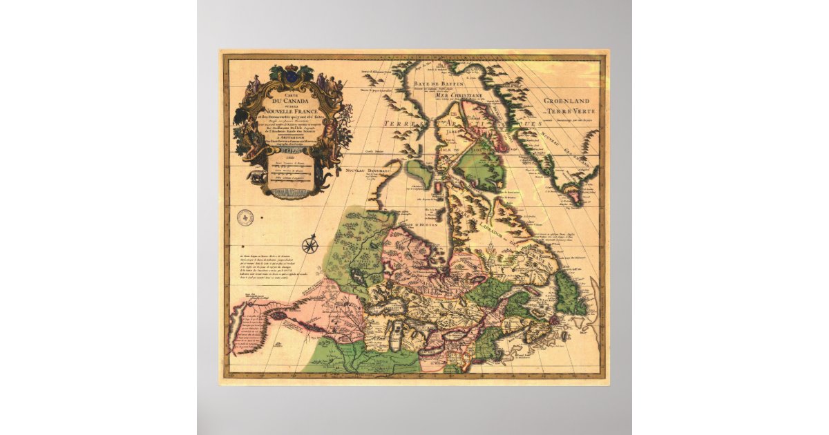 1730 Map of Canada Poster | Zazzle