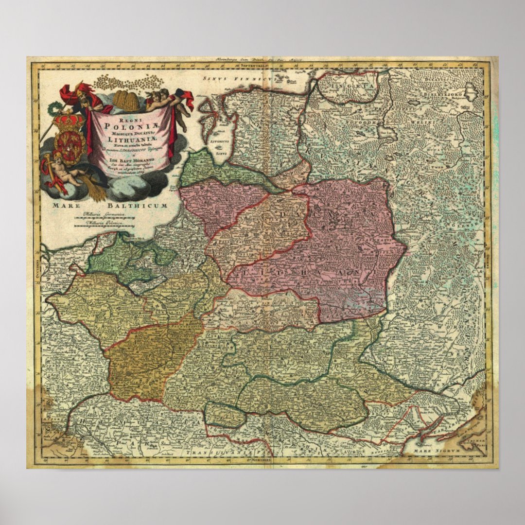 1739 Map of Poland Poster | Zazzle