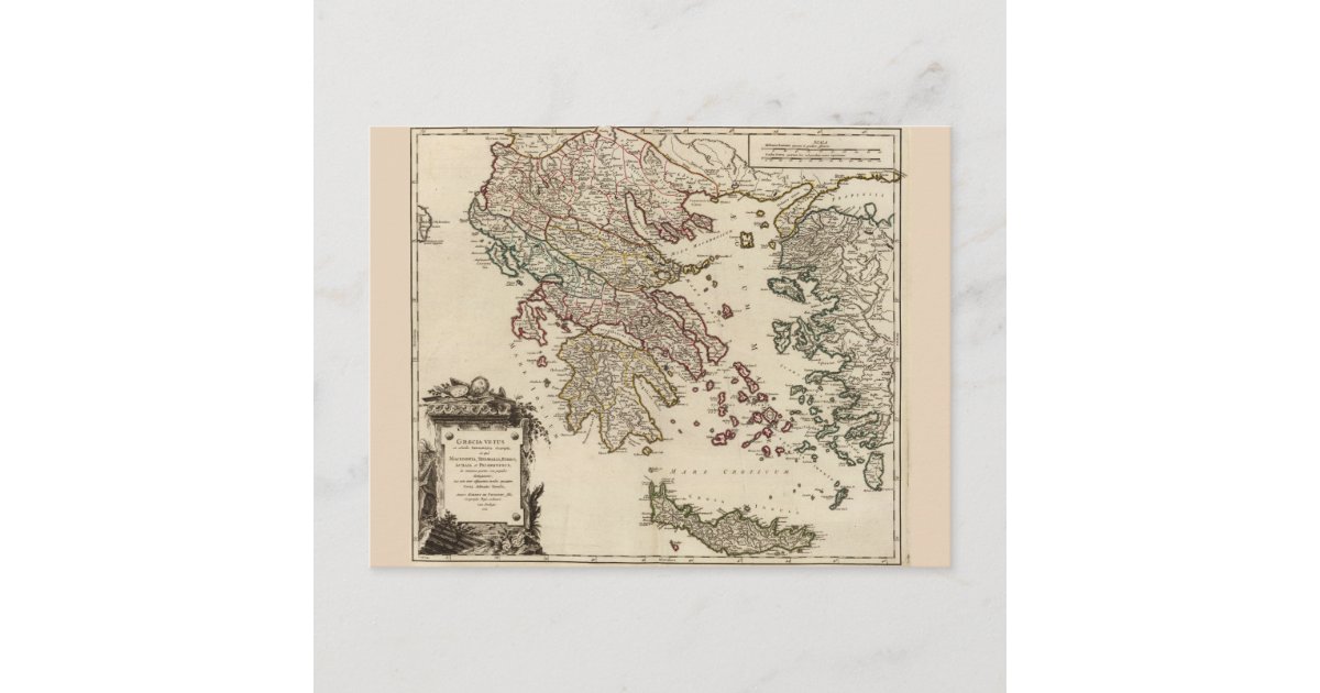 1752 Map of Ancient Greece Postcard | Zazzle