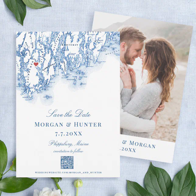 1774 Inn Phippsburg Maine Map Elegant QR code Save The Date | Zazzle