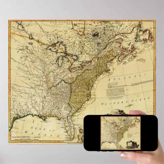 1784 Map of the United States of America by Faden Poster | Zazzle