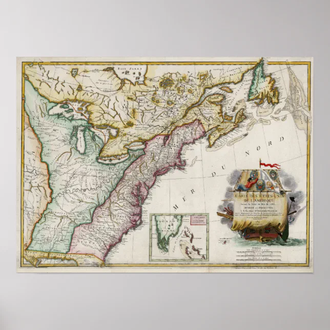 1784 Map of the United States of America Poster | Zazzle