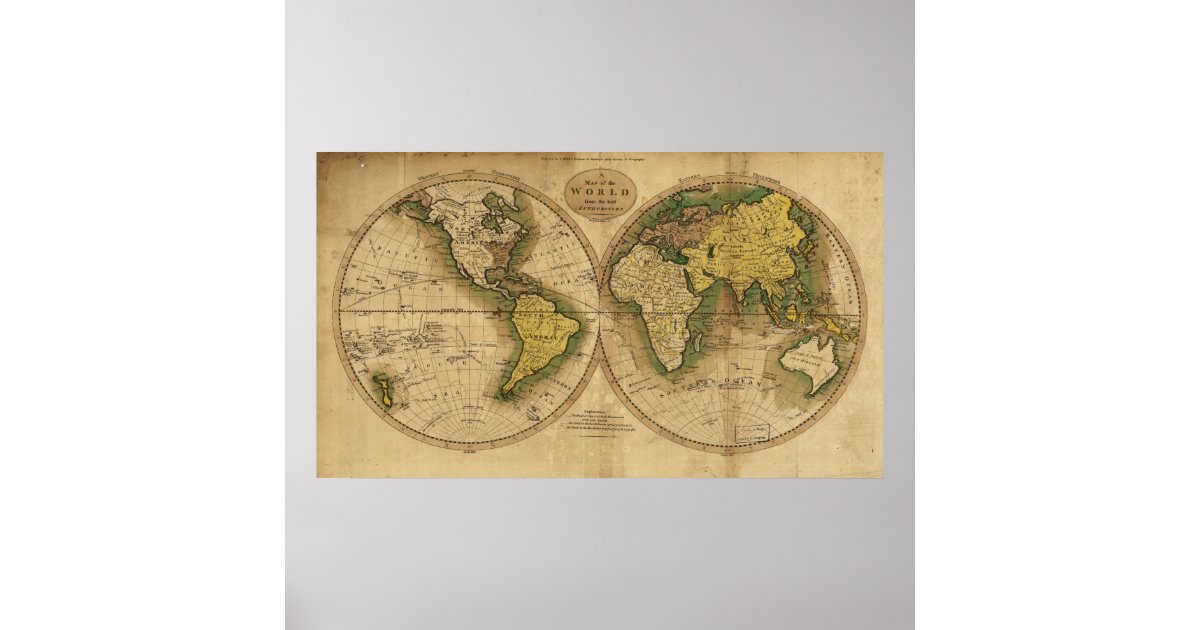 1795 Map of the World Poster | Zazzle