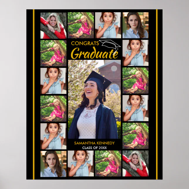 17 Photo Collage Template Congrats Graduate 20XX Poster | Zazzle