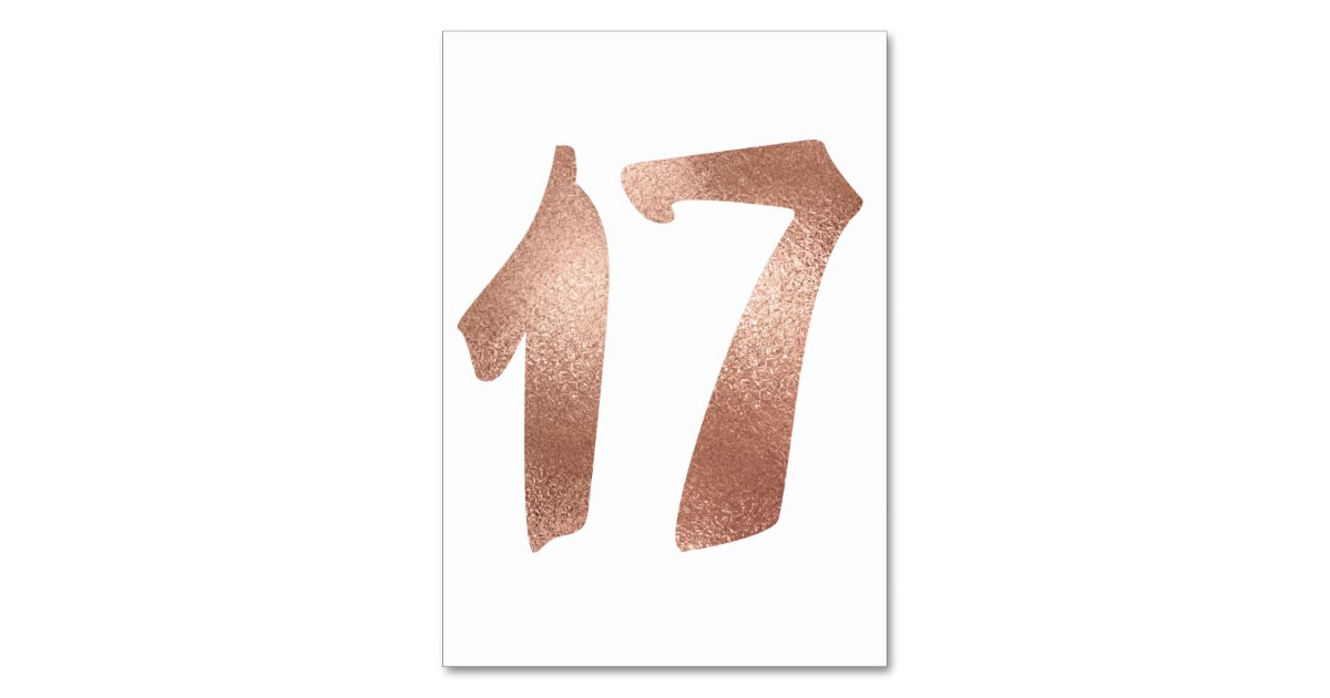 17 Table Number White Metallic Pink Rose Gold Table Number | Zazzle