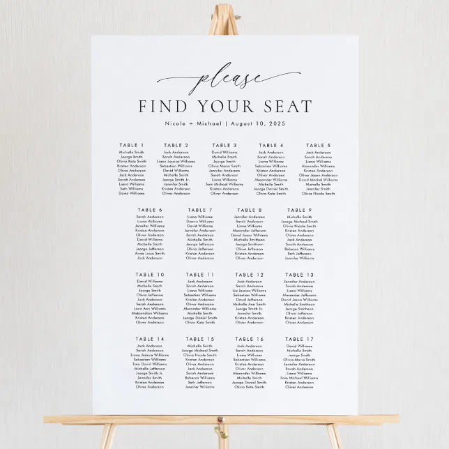 17 Tables Please Find Your Seat Seating Chart Foam Board | Zazzle