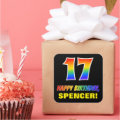 17th Birthday: Bold, Fun, Simple, Rainbow 17 Square Sticker | Zazzle