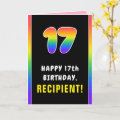 17th Birthday: Colorful Rainbow # 17, Custom Name Card | Zazzle