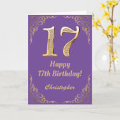 17th Birthday Purple and Gold Glitter Frame Card | Zazzle