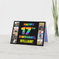 17th Birthday: Rainbow Text, Custom Photos & Name Card | Zazzle