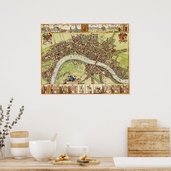 17th Century Map of London England by W. Hollar Poster | Zazzle
