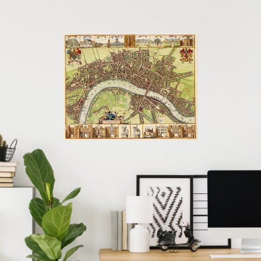 17th Century Map of London England by W. Hollar Poster | Zazzle