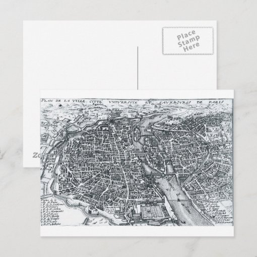 17th Century Street Map of Paris, France Postcard | Zazzle
