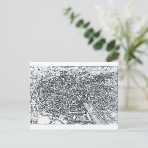17th Century Street Map of Paris, France Postcard | Zazzle