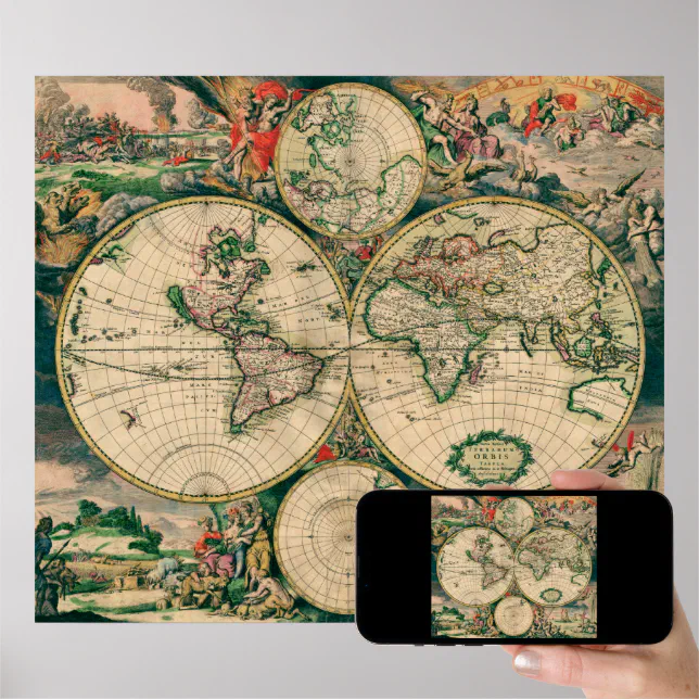 17th Century World Map - Poster | Zazzle