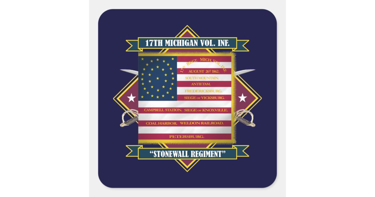 17th Michigan Volunteer Infantry Shirts Square Sticker | Zazzle