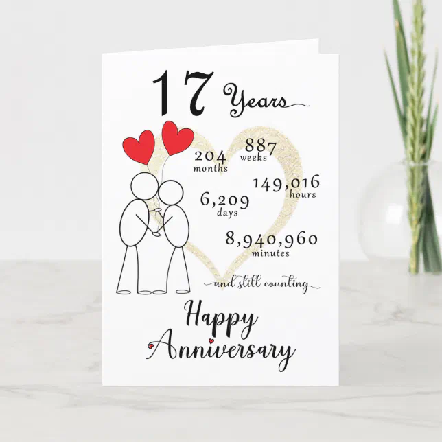 17th Wedding Anniversary Card with heart balloons | Zazzle 17th Wedding Anniversary Card with heart balloons | Zazzle
