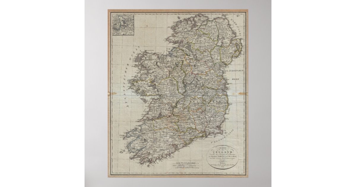 1804 Map of Ireland Poster | Zazzle